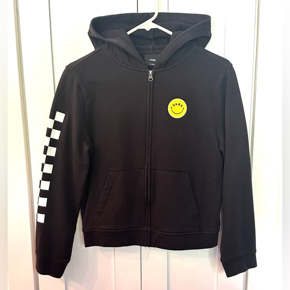 Vans | Shirts & Tops | Vans Kids Black Hoodie With Smiley And Checkered ...